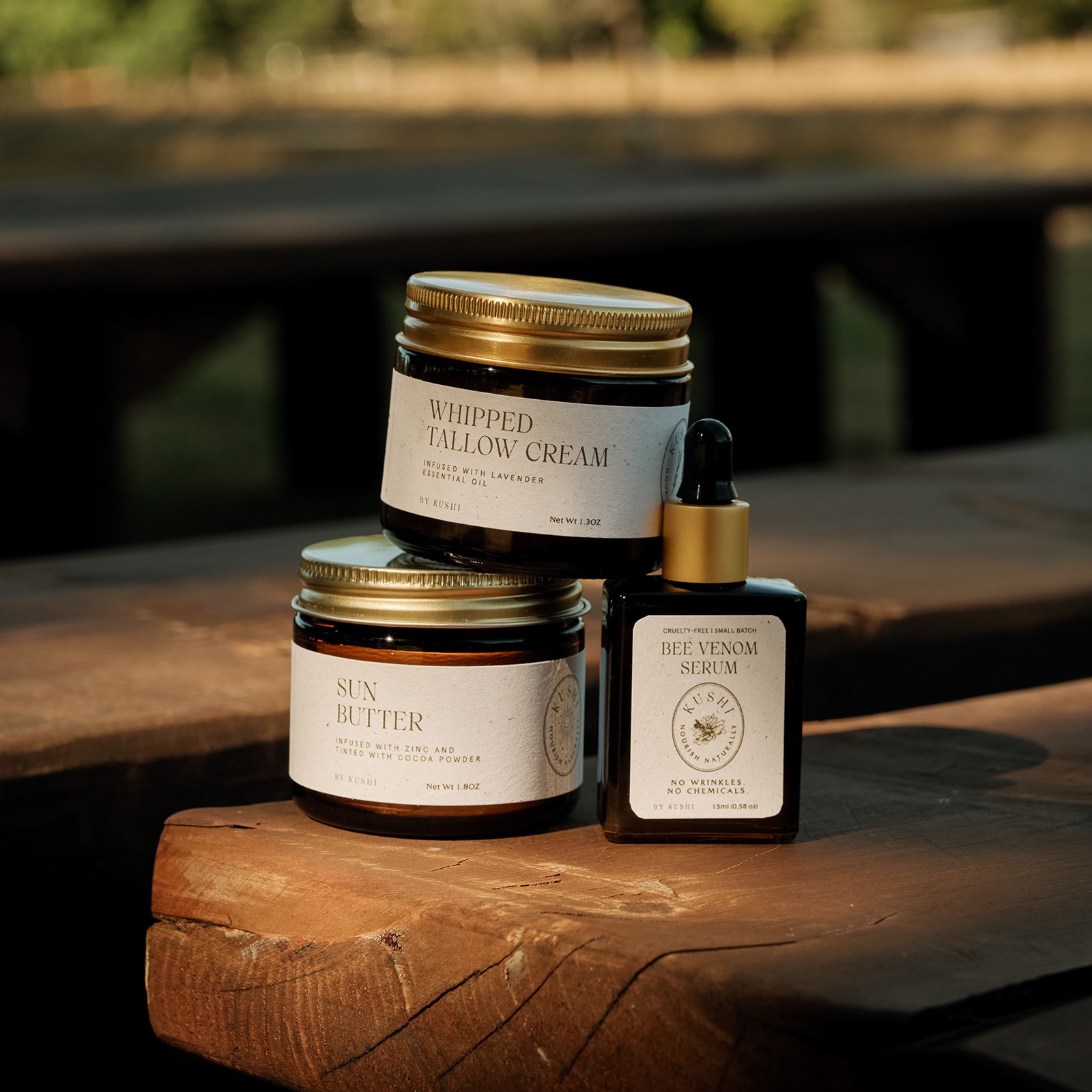 The Essentials Bundle - Beef Tallow + Bee Venom Serum + Sun Butter – Kushi